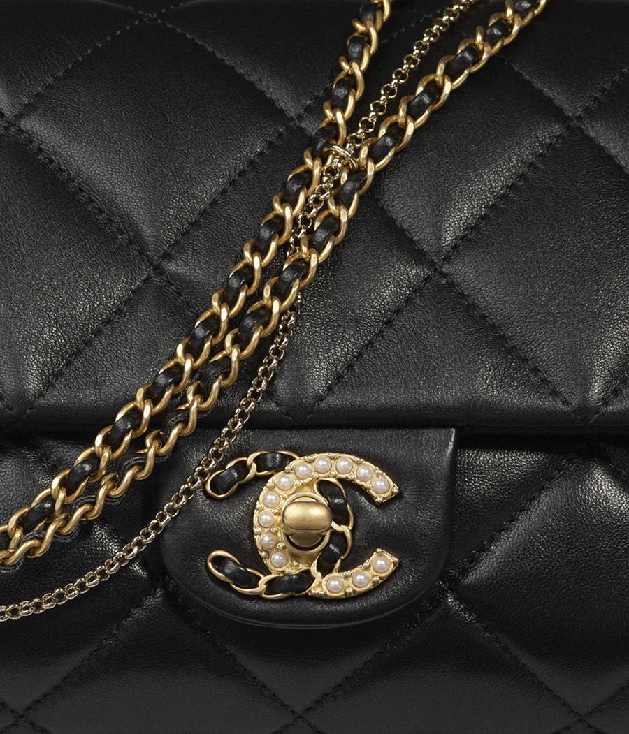 Bolso Chanel con cerradura CC trenzada y con perlas